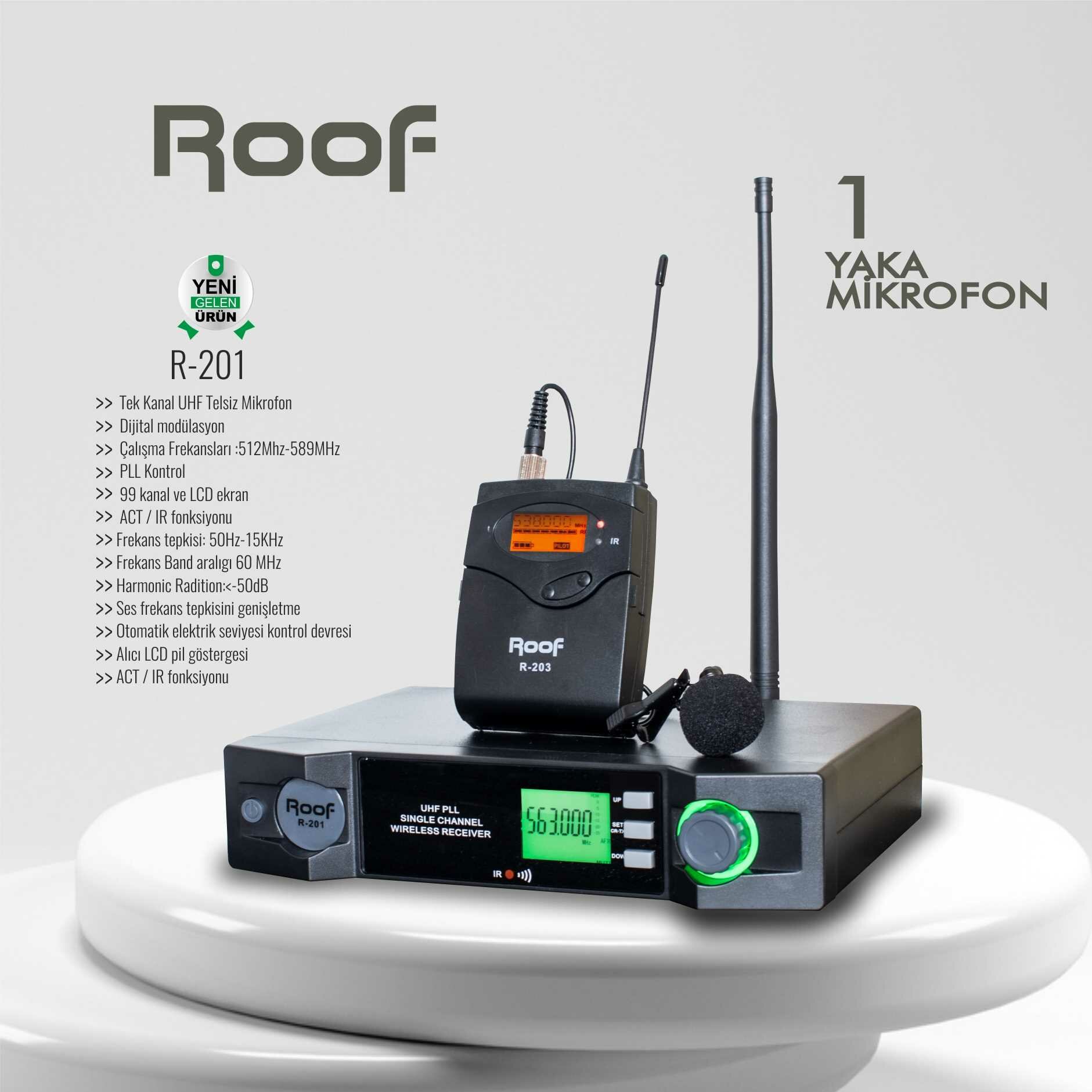 Roof R-201Y UHF 1 Yaka 96 Kanal 470-786Mhz Telsiz Mikrofon | Telsiz Mikrofonlar | Roof | Ateksen ...